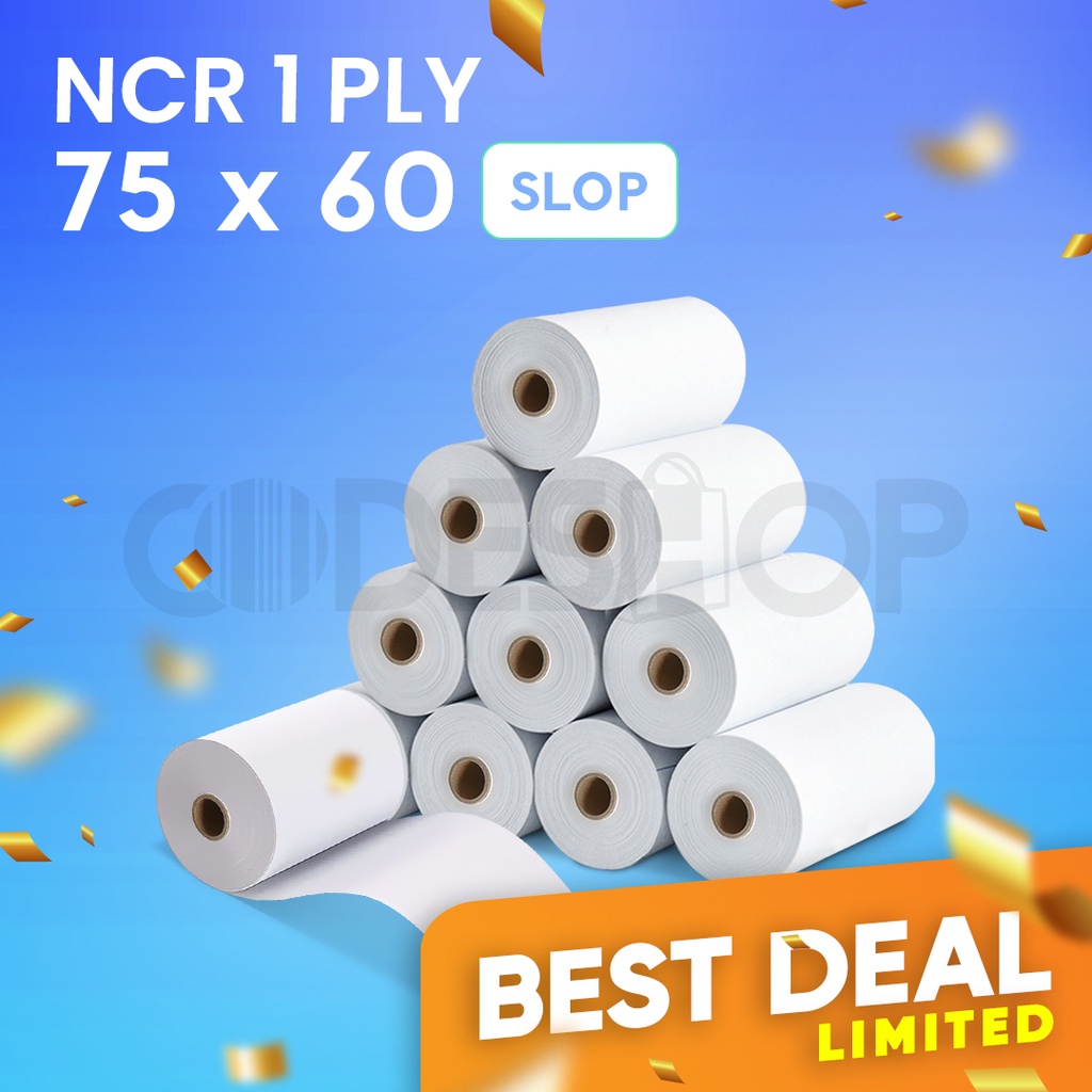 ม้วนกระดาษแคชเชียร์ Ncr 1ply 75X60 สําหรับเครื่องปริ้นท์ EPSON TMU220 ...