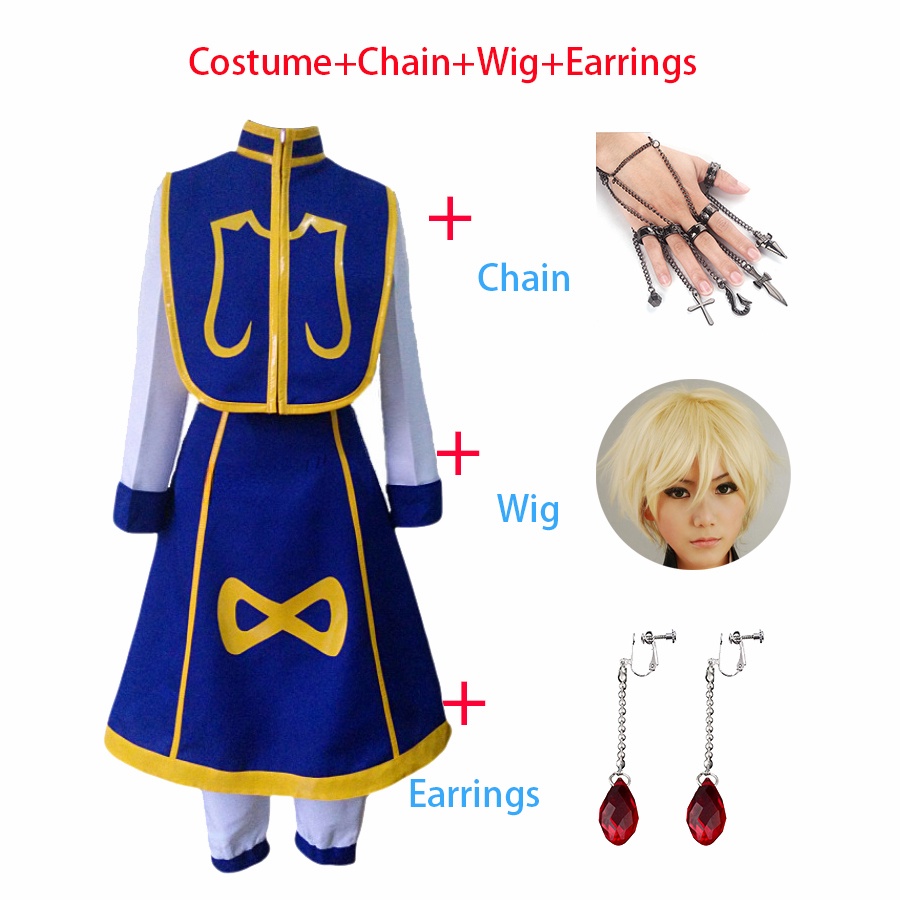 ชุดคอสเพลย์ การ์ตูนอนิเมะฮันเตอร์ x ฮันเตอร์ Kurapika Chains Ring Earring Shirt Wig Halloween ...