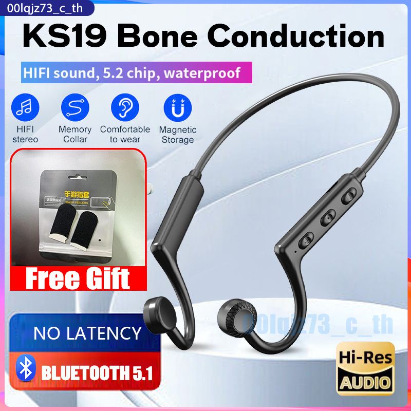 [ของขวัญฟรี] หูฟัง Bluetooth Bone Conduction ไร้สายสแตนด์บายนานสำหรับ ...