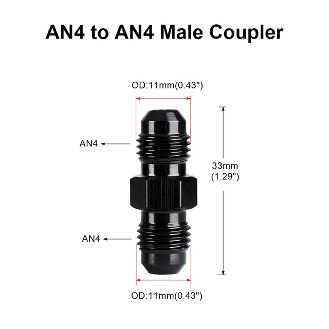 AN4 AN6 AN8 AN10 อลูมิเนียมชาย Flare Union Nitrous Oil การใช้ท่อ End Adapter ตรง AN ชายกับชาย ...