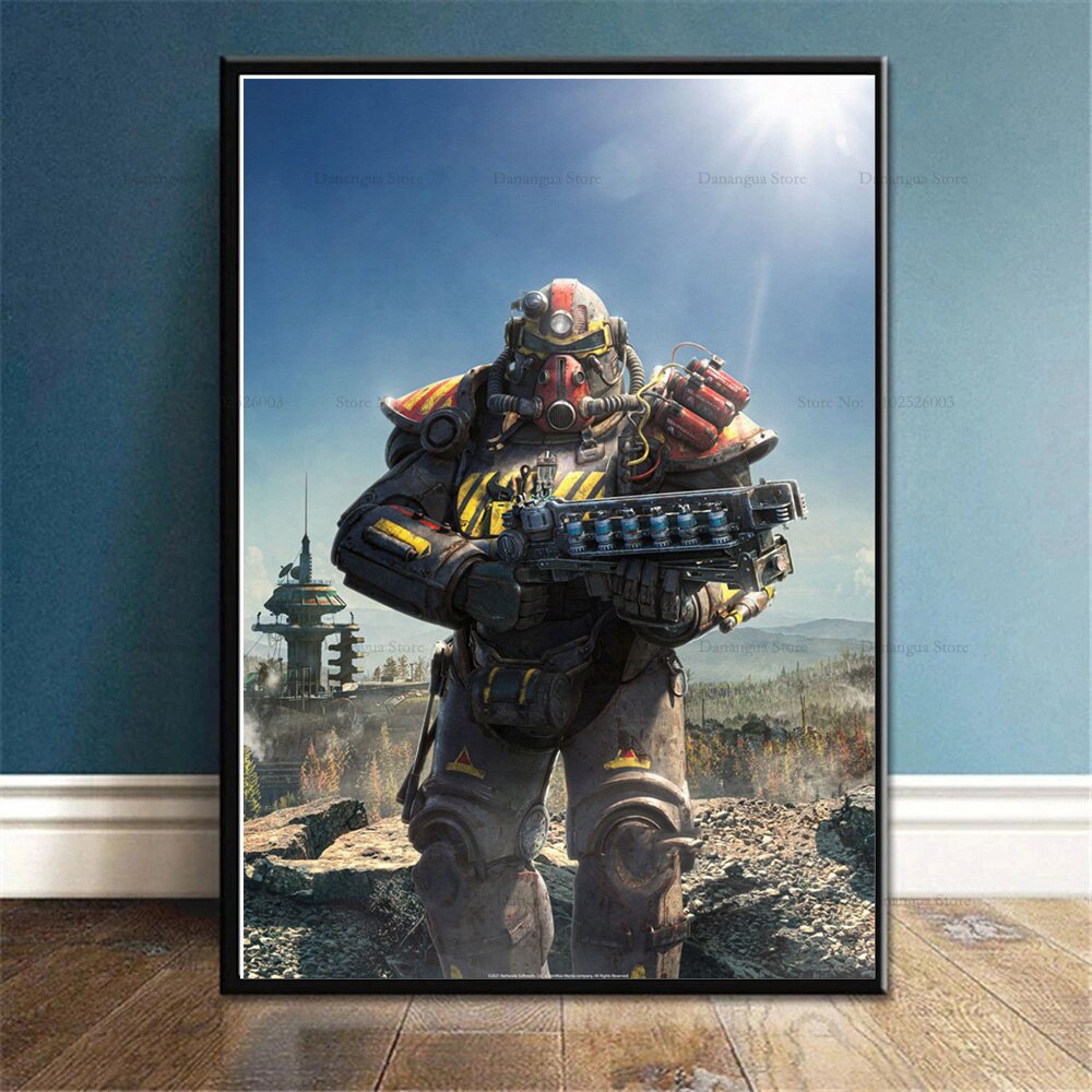 โปสเตอร์ภาพวาดสีน้ํามันบนผ้าใบ รูปเกม Fallout 4 Skill Tree สําหรับตก ...