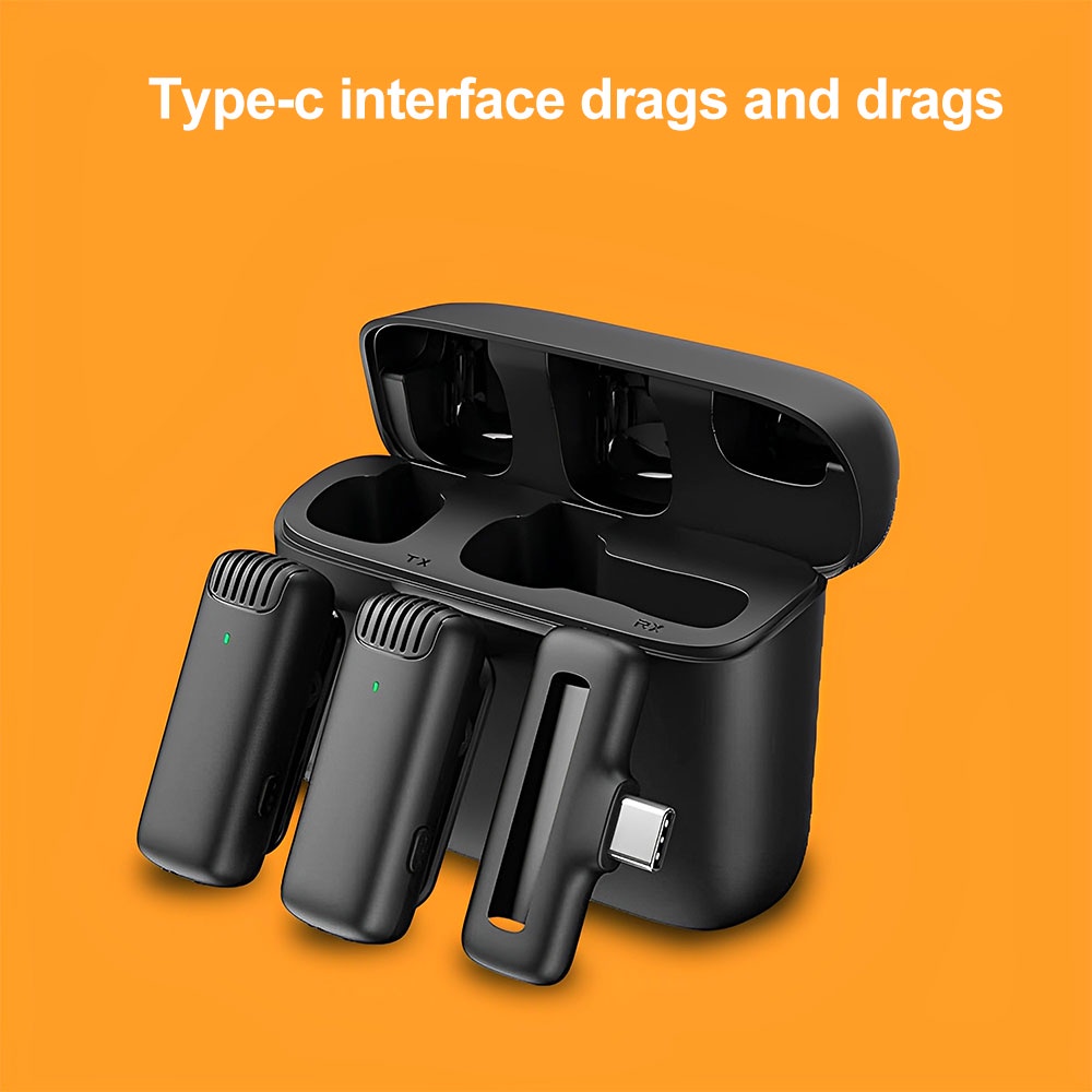 J11 J13 ไมค์ไร้สาย พร้อมเคสชาร์จ Wireless Microphone เสียบแล้วใช้งานได้เลย สําหรับบันทึกวิดีโอ ...