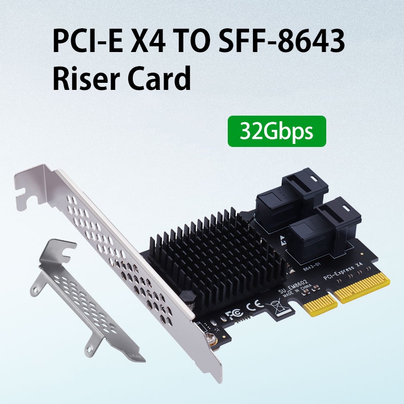 อะแดปเตอร์การ์ดไรเซอร์ PCI Express X4 เป็น SFF-8643 20 32Gbps PCIe X4 ...