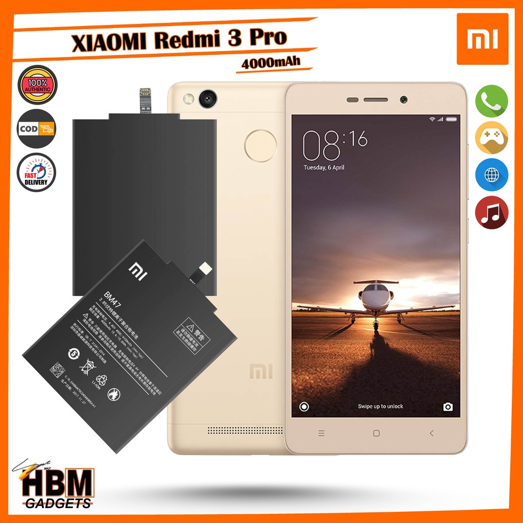 XIAOMI Redmi 3 Pro Battery | Model: BM47 Battery Manufacture 4000mAh ...