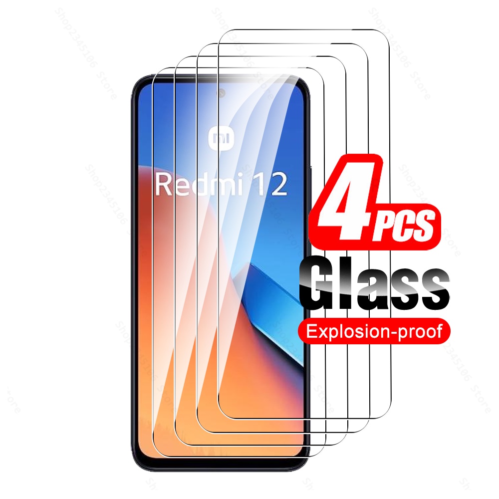 ฟิล์มกระจกนิรภัยกันรอยหน้าจอ แบบเต็มจอ 4 ชิ้น สําหรับ Xiaomi Redmi 12 ...