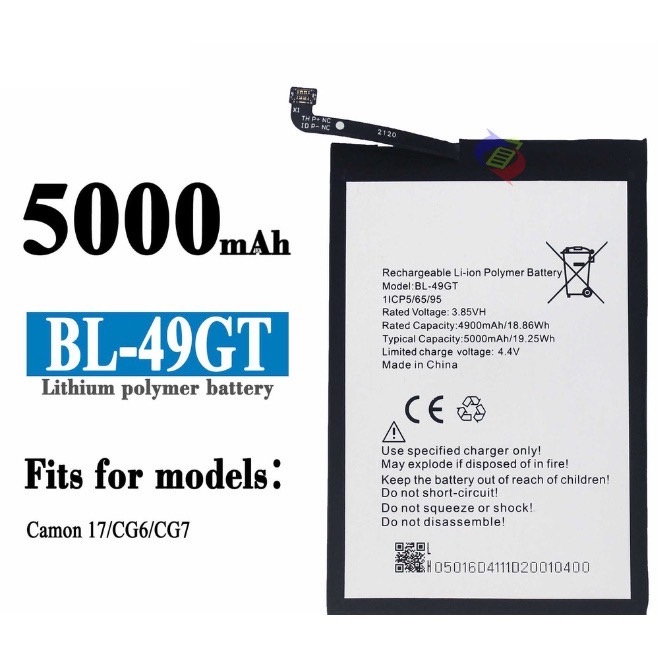 แบตเตอรี่ Tecno Camon 17 CG6 CG7 BL-49GT 5000mAh | Shopee Thailand
