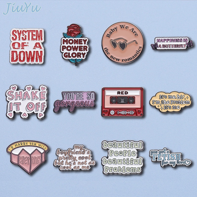 เครื่องประดับ เข็มกลัด รูปตัวอักษรตลก Shake It Off Enamel Pins You Are ...
