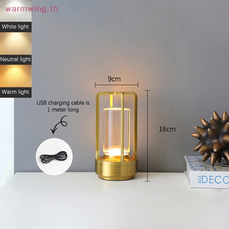 Warmwing โคมไฟตั้งโต๊ะ LED ไร้สาย หรี่แสงได้ 3 สี พร้อมเซนเซอร์สัมผัส ขนาดพกพา ชาร์จได้ พร้อม ...
