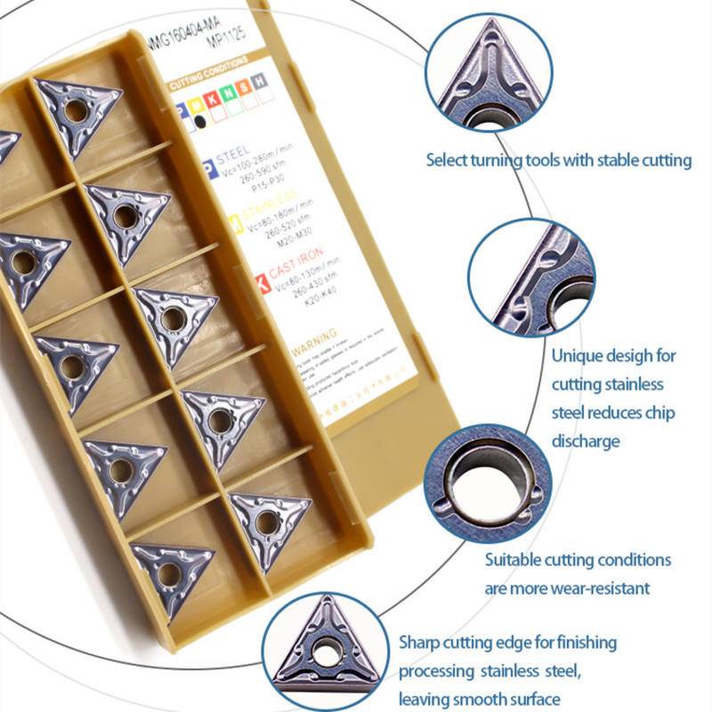 เครื่องมือกลึงภายนอก TNMG 10 ชิ้น160404 Tnmg160408 Ma เม็ดมีดกลึงคาร์ไ ...