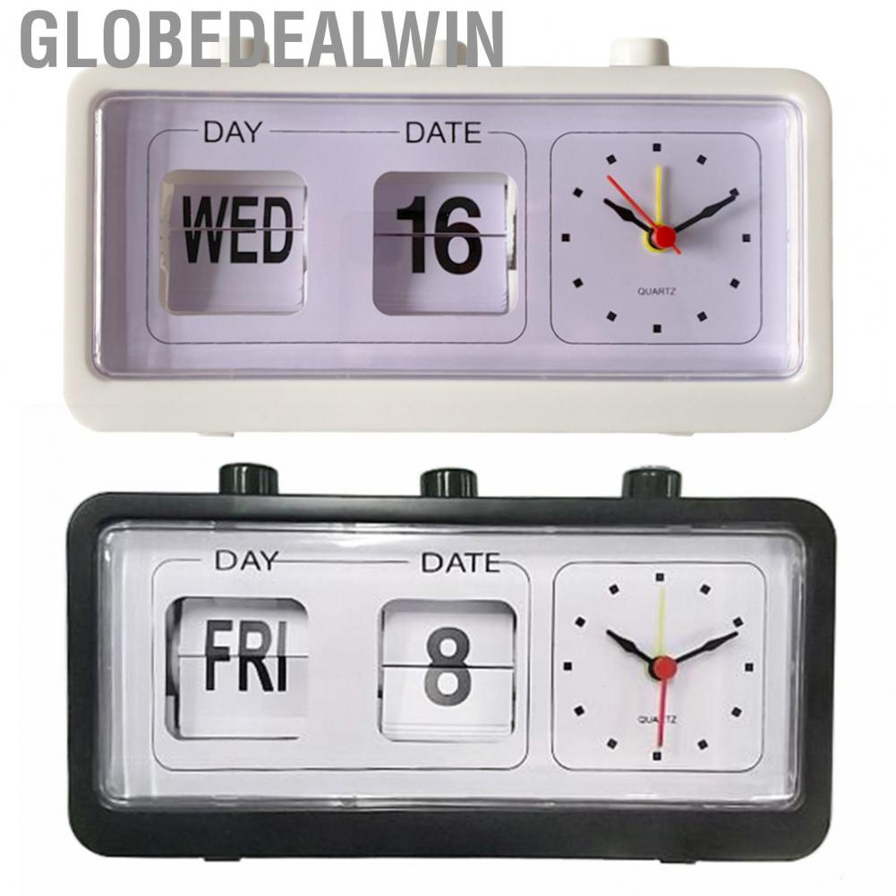 Globedealwin Manual Calendar Clock Desktop Manual Jump Calendar Alarm ...
