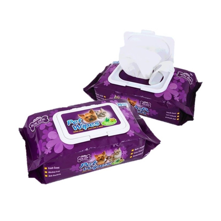 BOKDOk ผ้าเปียก สำหรับเช็ดทำความสะอาดตัวสัตว์เลี้ยง 70 แผ่น | Shopee ...