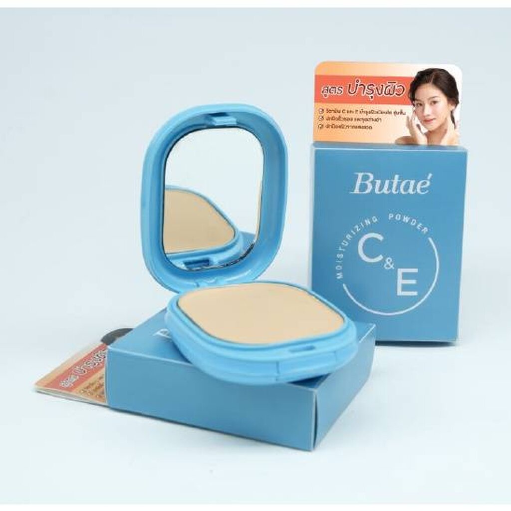 Butae C&E 11 กรัม แป้งพัฟ (สีฟ้า) Moisturizing Powder สูตรบำรุงผิว ...