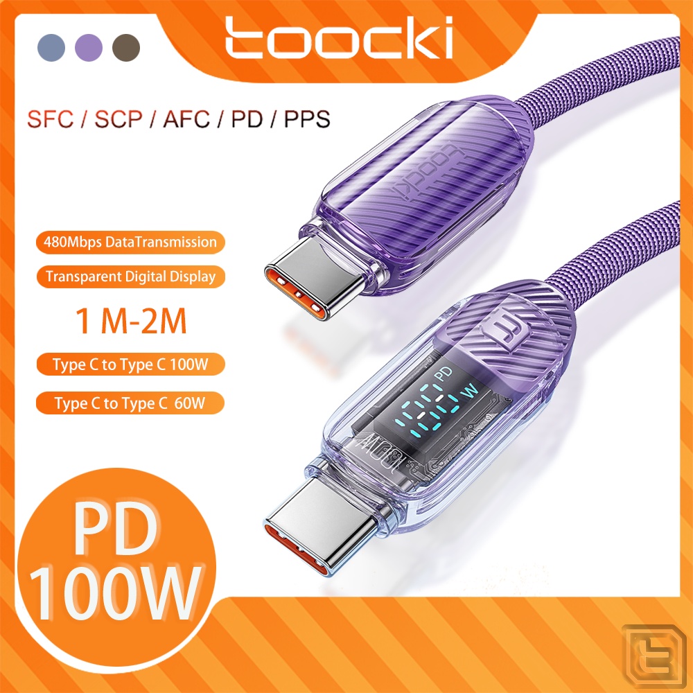 Toocki สายชาร์จ Type C เป็น Type C 100W PD3.0 USB C เป็น USB C พร้อมจอแสดงผลดิจิทัล LED สําหรับ ...