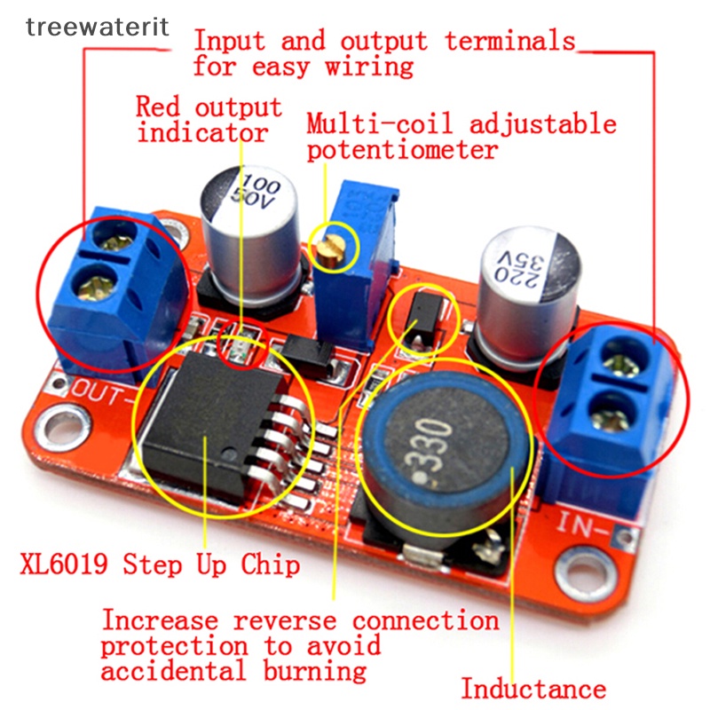 Tr 5A DC-DC step up โมดูลพาวเวอร์บูสท์แปลงโวลต์ 3.3V-35V เป็น 5V 6V 9V ...