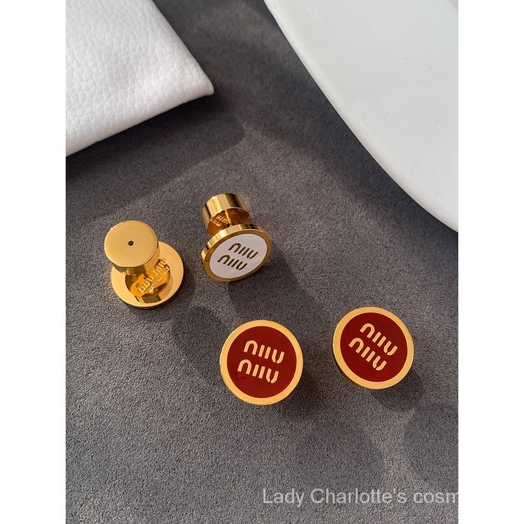 [0413] Entry Lux ต่างหูสตั๊ด ทรงกลม สีแดง สไตล์ยุโรป และอเมริกา เรโทร ...