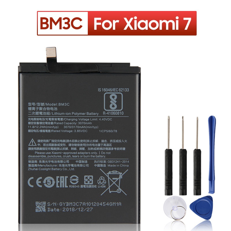 BM3C เปลี่ยนแบตเตอรี่สำหรับ Xiaomi 7 MI7โทรศัพท์แบตเตอรี่3170MAh ...