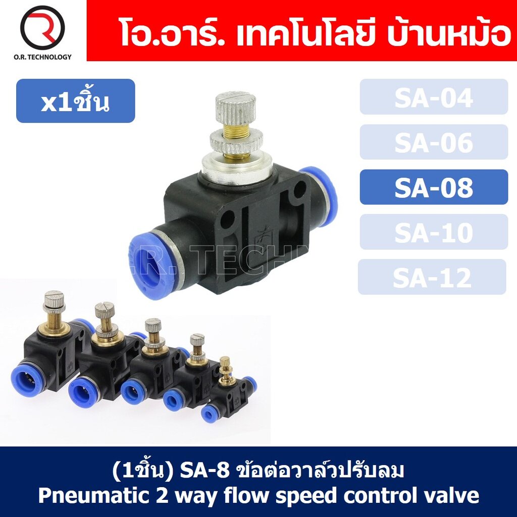 SA-8 ข้อต่อลม 2ทาง แบบปรับลมได้ ข้อต่อปรับลม ข้อต่อวาล์วปรับลม Speed ...