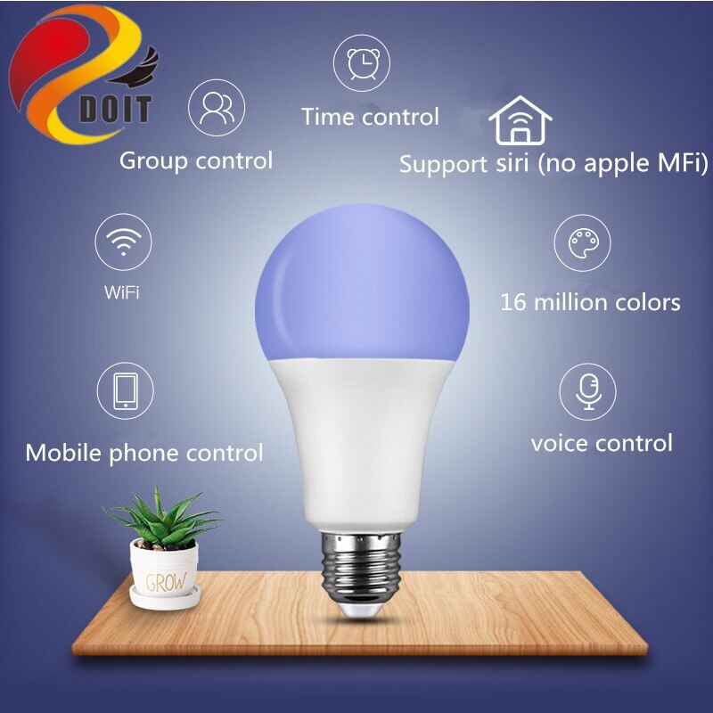 หลอดไฟ LED E27 Smart Wifi 8W เปลี่ยนสีได้ 16 ล้านสี รีโมตควบคุมด้วยเสียง รองรับ Siri (No Apple ...