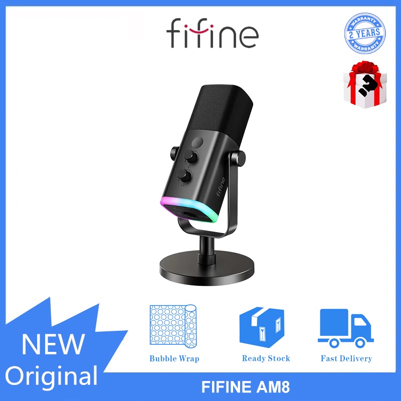 Fifine AM8 ไมโครโฟนลดเสียงรบกวน ไฟ RGB เอฟเฟคคอมพิวเตอร์เดสก์ท็อปเกม ...