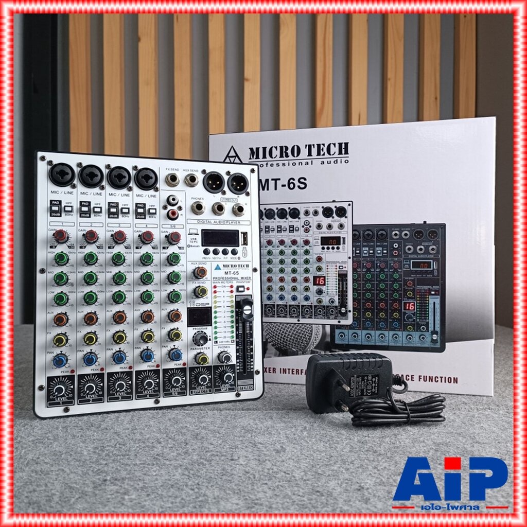MICROTECH MT-6S mixer มิกเซอร์ 6 ช่อง รุ่นใหม่ รองรับบลูทูธ พร้อมจอแสดง ...