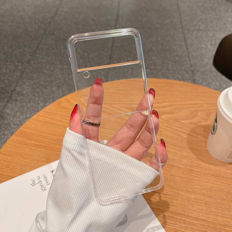 เคสพลาสติก PC แข็ง แบบใส ปิดด้านหลัง สําหรับ Samsung Galaxy Z Flip 3 ...