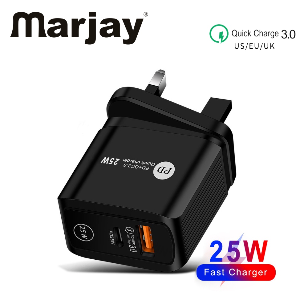 Marjay PD 25W QC3.0 อะแดปเตอร์ชาร์จโทรศัพท์มือถือ Type-c 5A EU US UK ...