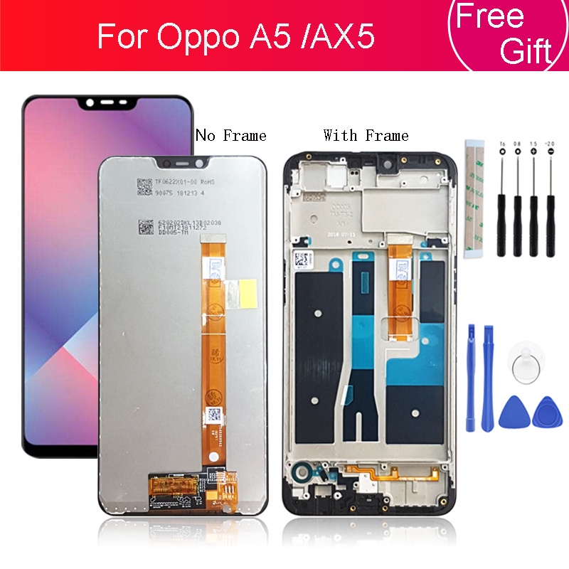 อะไหล่หน้าจอสัมผัสดิจิทัล LCD ขนาด 6.2 นิ้ว พร้อมกรอบ สําหรับ oppo A5 oppo AX5 | Shopee Thailand