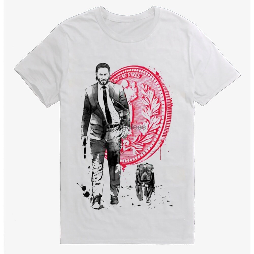 ความร้อน เสื้อยืด พิมพ์ลาย John Wick And Daisy Keanu Reeves Guns Lots ...