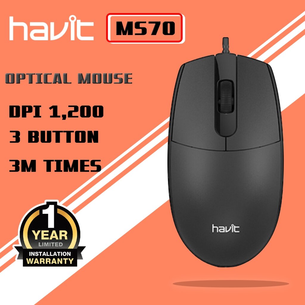 HAVIT MS70 Optical Mouse (Black) | Shopee Thailand
