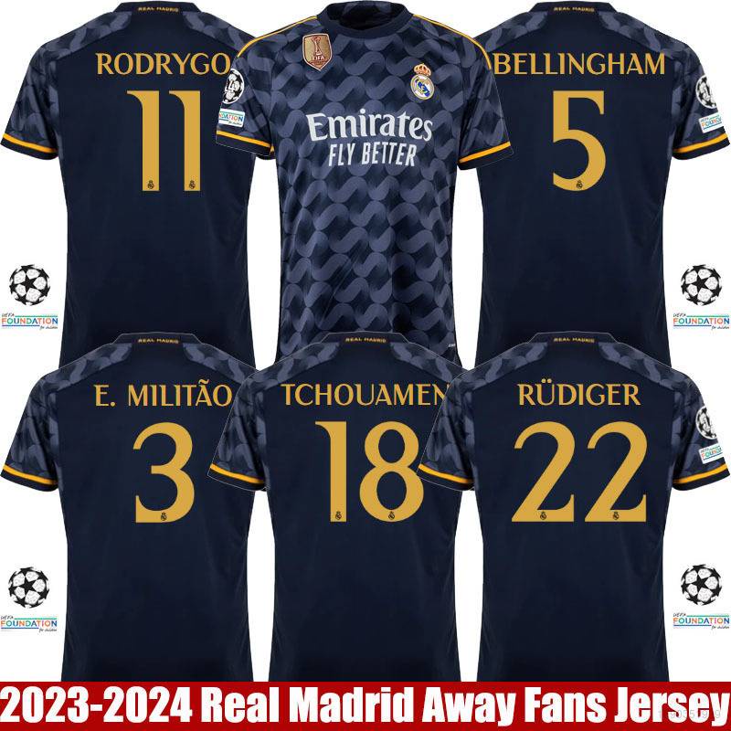 เสื้อกีฬาแขนสั้น ลายทีม Real Madrid Away Militao Rudiger Tchouameni ... เสื้อกีฬาแขนสั้น ลายทีม Real Madrid Away Militao Rudiger Tchouameni ...