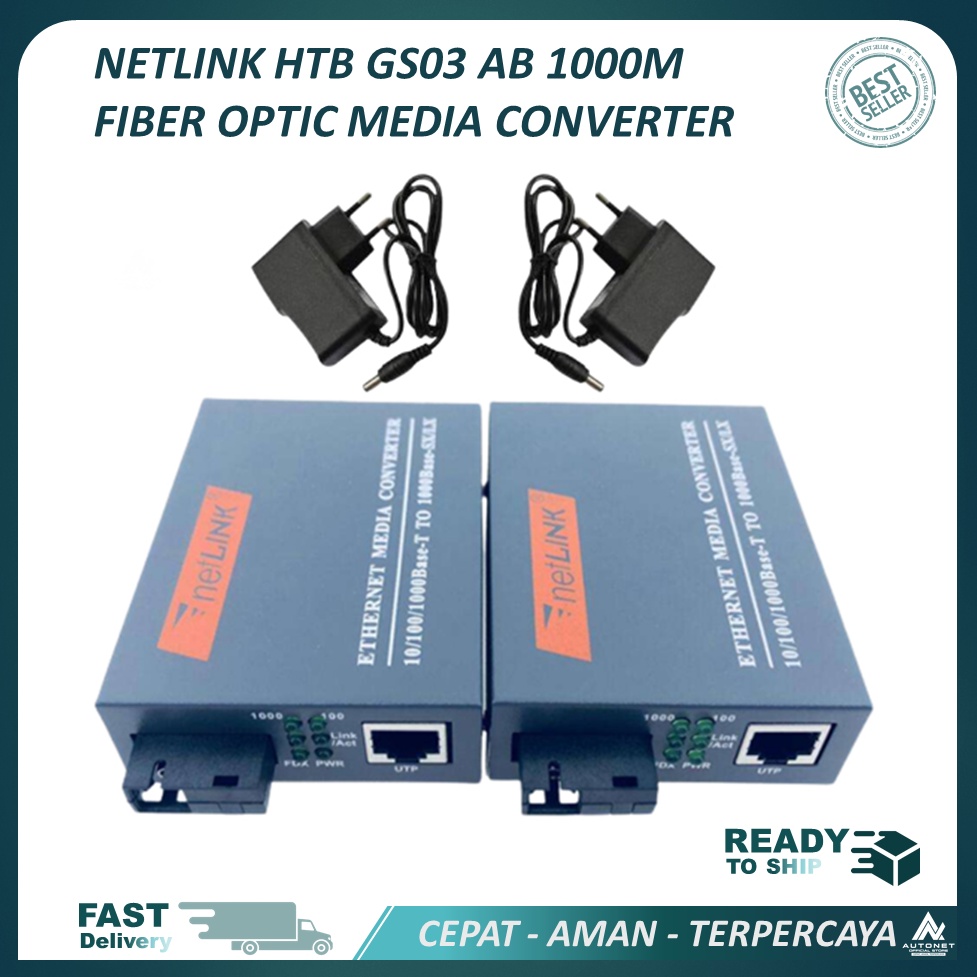 Netlink HTB-GS-03 AB HTB GS03 ตัวแปลงสื่อไฟเบอร์ออปติก Gigabite | Shopee Thailand