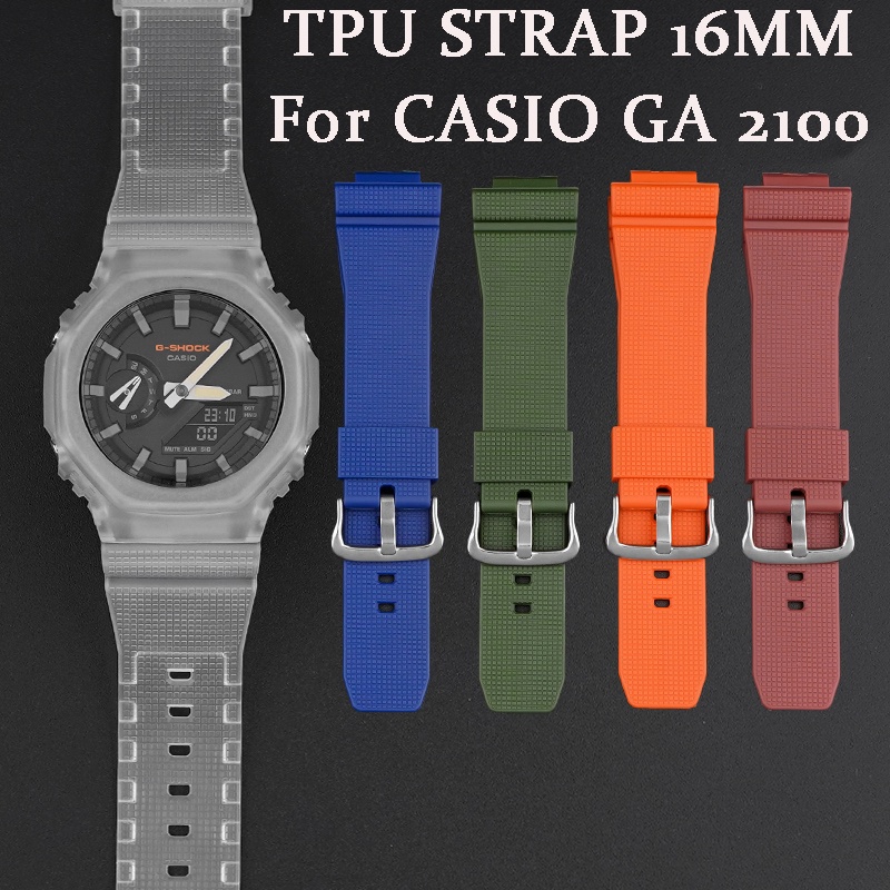 สายนาฬิกาข้อมือ สายยางสเตนเลส TPU 16 มม. แบบเปลี่ยน สําหรับ Casio G ...
