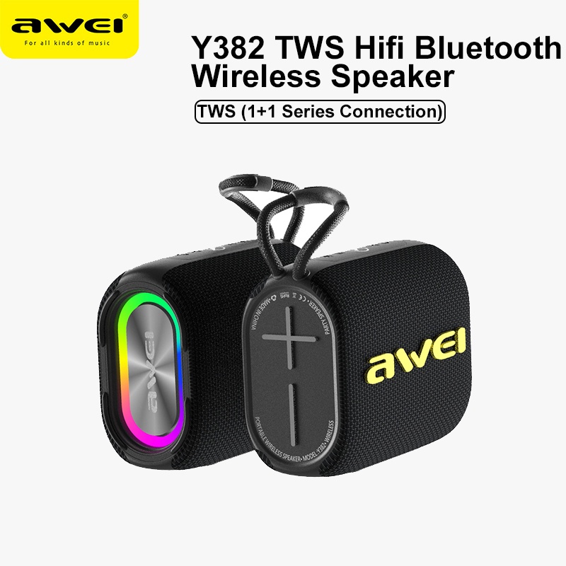 Awei Y382 แบบพกพา TWS Hifi ลําโพงไร้สายบลูทูธ USB กลางแจ้ง Mini ลําโพงเพลงรอบทิศทาง Bass ...
