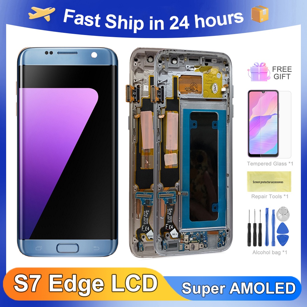หน้าจอ OLED สําหรับ Samsung Galaxy S7 Edge จอแสดงผล Lcd Touch Screen ...
