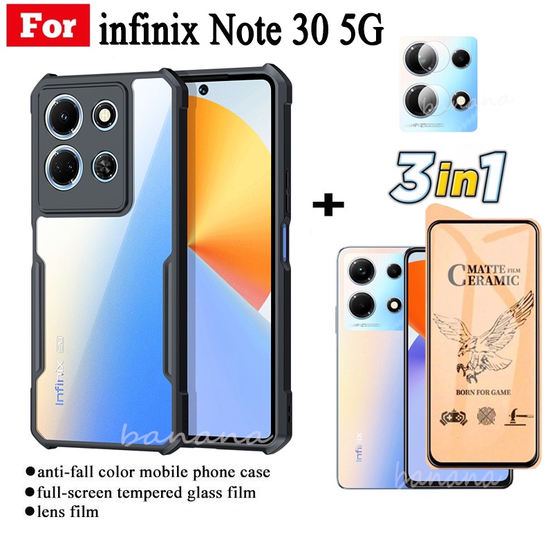 3in1 เคสโทรศัพท์ กันกระแทก สําหรับ infinix Note 30 5G 4G Note30 Pro ฟิล์มฝ้าเซรามิค + ฟิล์มเลนส์ ...