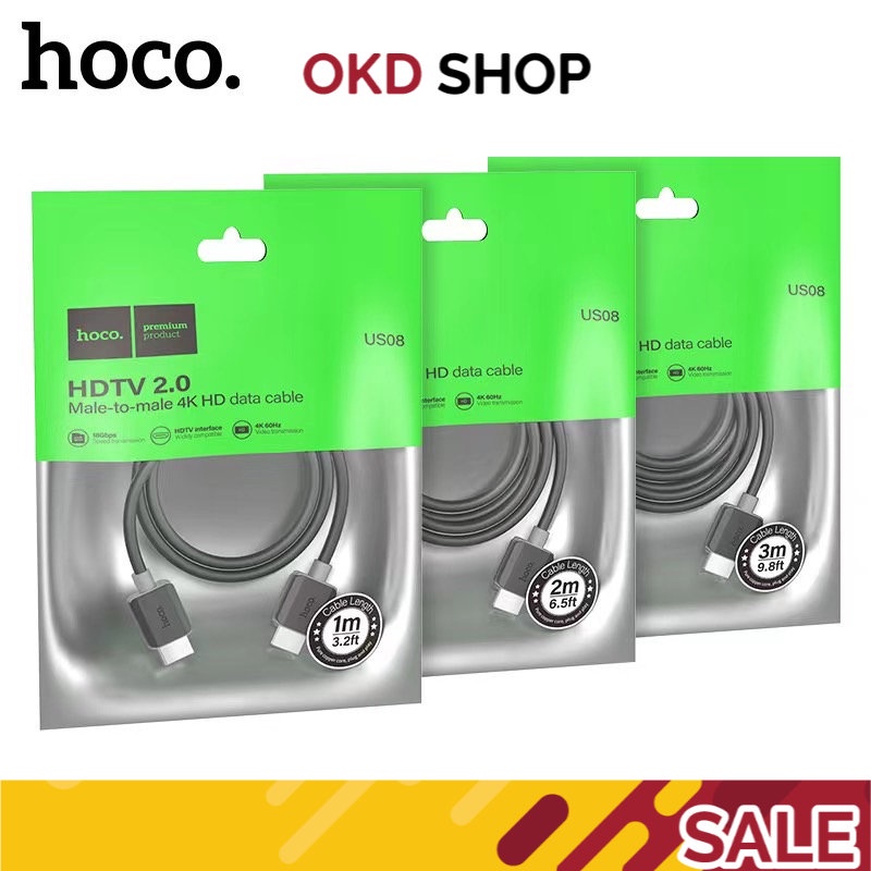 HOCO US08 HDTV 2.0 4K HD data cable 1M/2M/3M ของแท้100% | Shopee Thailand