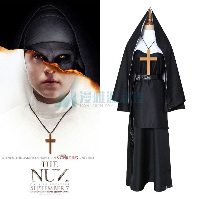 [Quality in stock] man Yayuan THE NUN ghost NUN cos costume Halloween ...