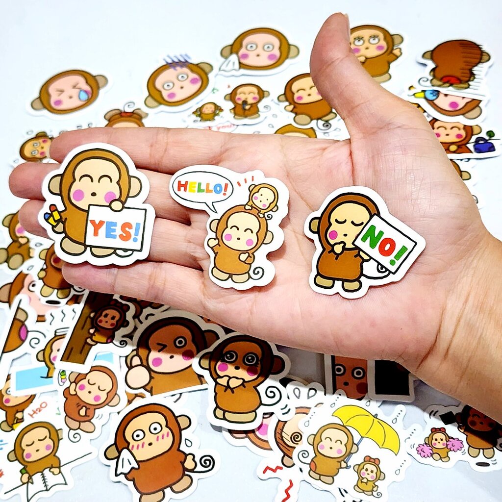 สติ๊กเกอร์ Monkichi ลิง มังคิชิ Sanrio ติดแน่น กันน้ำ ติดกระเป๋า ขวดน้ำ ...