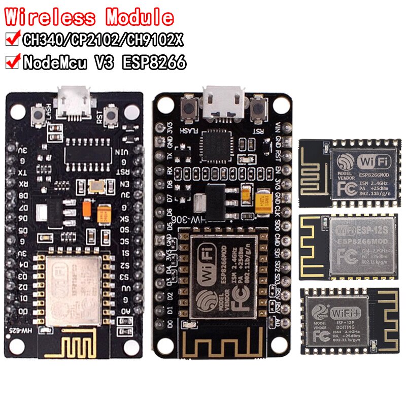 โมดูลไร้สาย CH340 CP2102 CH9102X NodeMcu V3 V2 Lua WIFI อินเตอร์เน็ต ...