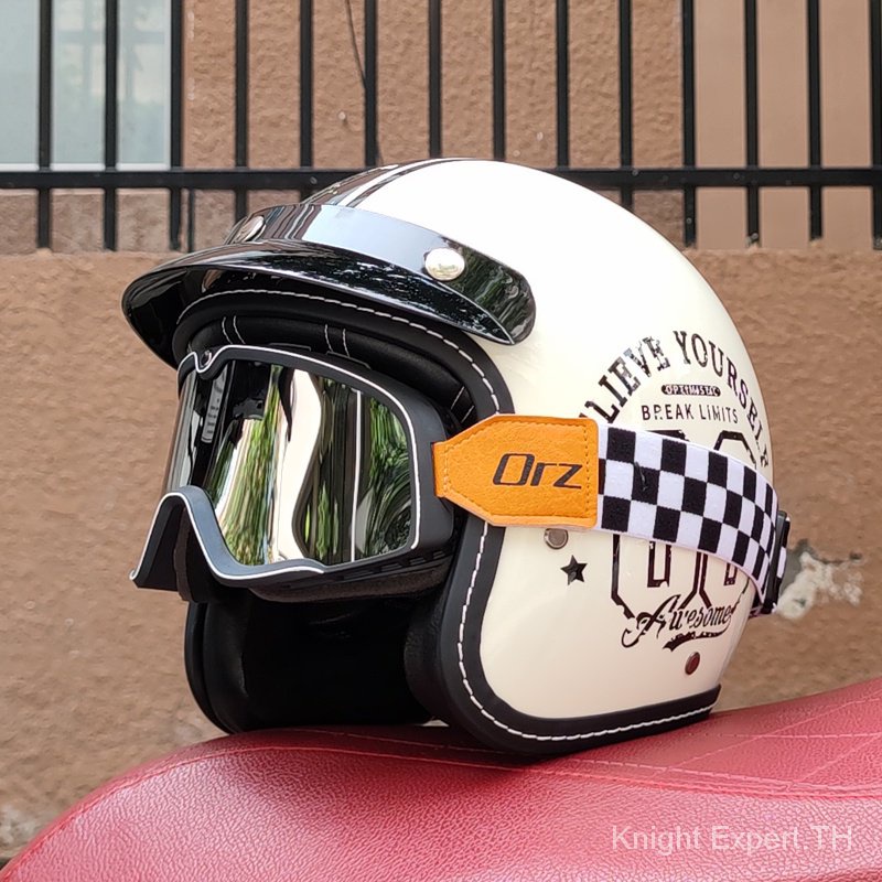 หมวกกันน็อค แบบครึ่งใบ 3C ORZ 3/4 สไตล์เรโทร สําหรับขี่รถจักรยานยนต์ Harley ใช้ได้ทั้งชาย และ ...