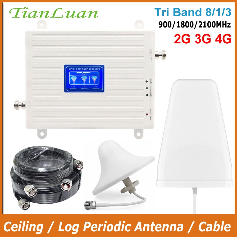 เครื่องขยายสัญญาณ 100-240 V Tri Band 3 1 8 900 1800 2100 MHz Gsm Dcs Wcdma 2G, 3G, 4G Lte ...