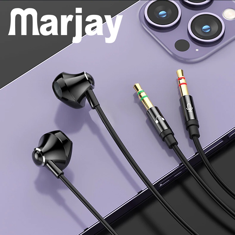 Marjay ชุดหูฟังเล่นเกม แบบใช้สาย HIFI พร้อมปลั๊กคู่ สําหรับคอมพิวเตอร์ ...