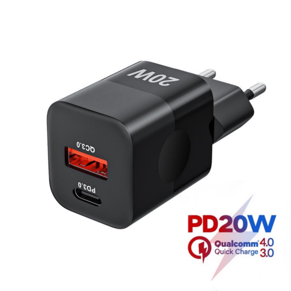 อะแดปเตอร์ชาร์จโทรศัพท์มือถือ 20W PD Mini USB Type C 2 พอร์ต QC3.0 ...