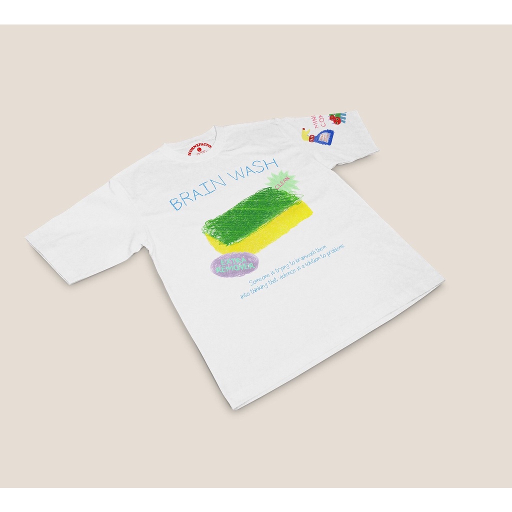 Unicornxfactory เสื้อยืดแขนสั้น Oversized สีขาว รุ่น Brian wash ...