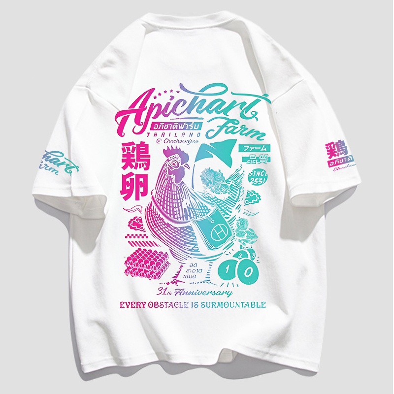 เสื้ออภิชาติฟาร์ม apichat farm เสื้อยืดผ้าคอตตอนผู้ชาย ชาย แขนสั้น Cotton T-shirt ชาติฟาร์ไก่ไข่ ...