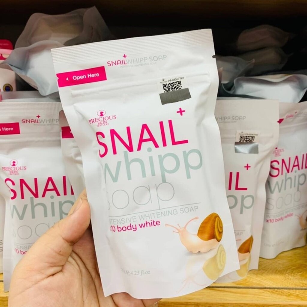 Snail whipp soap 120g พร้อมตาข่ายตีฟอง สบู่สเนล by Precious Skin ...