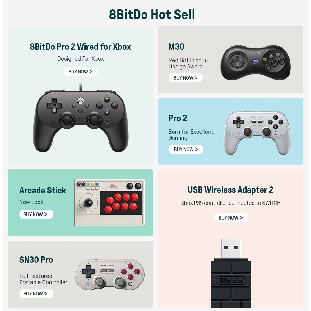 8Bitdo Pro2 82BB Wired Controller จอยมีสาย สีดำ : Xbox ,X,S Windows10 ...