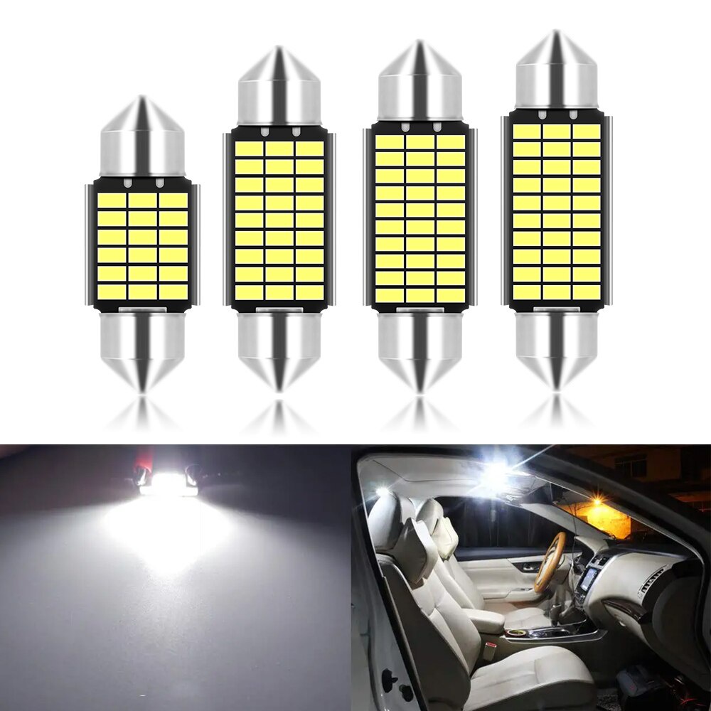 หลอดไฟ LED C10W C5W 31 มม. 36 มม. 39 มม. 42 มม. สีขาว สําหรับติดป้ายทะเบียนรถยนต์ 6000K 2 ชิ้น ...