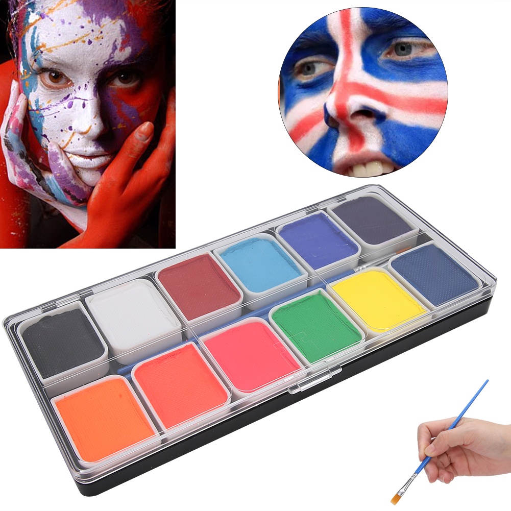 Living Shop 12 สี Body Face Paint น้ำเกมบอลปาร์ตี้ฮาโลวีนพัดลม DIY ...