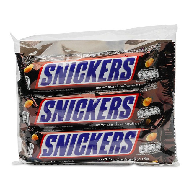 SNICKER สนิกเกอร์ ช็อกโกแลต 51G. ไซส์ 3ซอง CHOCOLATE | Shopee Thailand